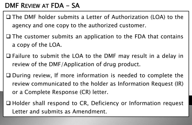 US DMF Preparation and submission | PPTX