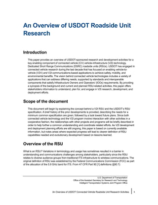 An Overview of USDOT Connected Vehicle Roadside Unit Research ...