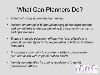 Planning & Historic Preservation: How Can Planners and Preservationists ...