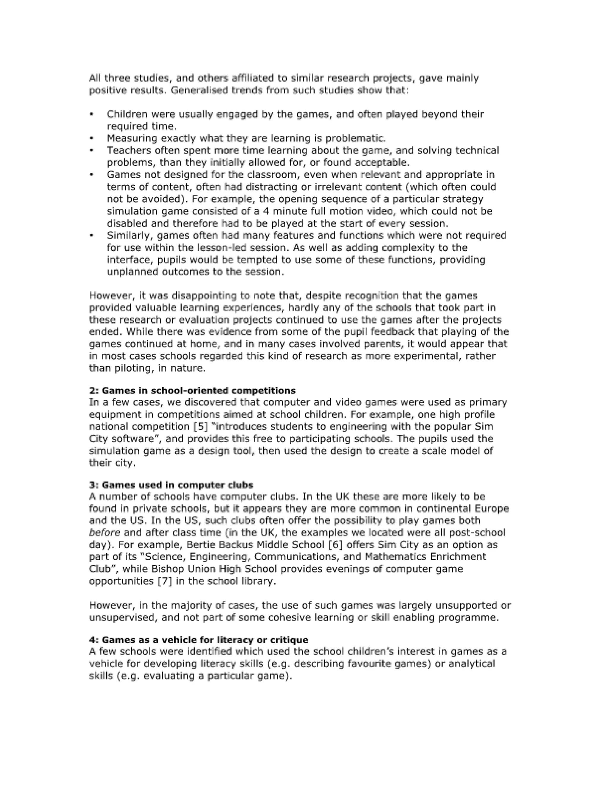 Use of Computer and Video Games in the Classroom | PDF