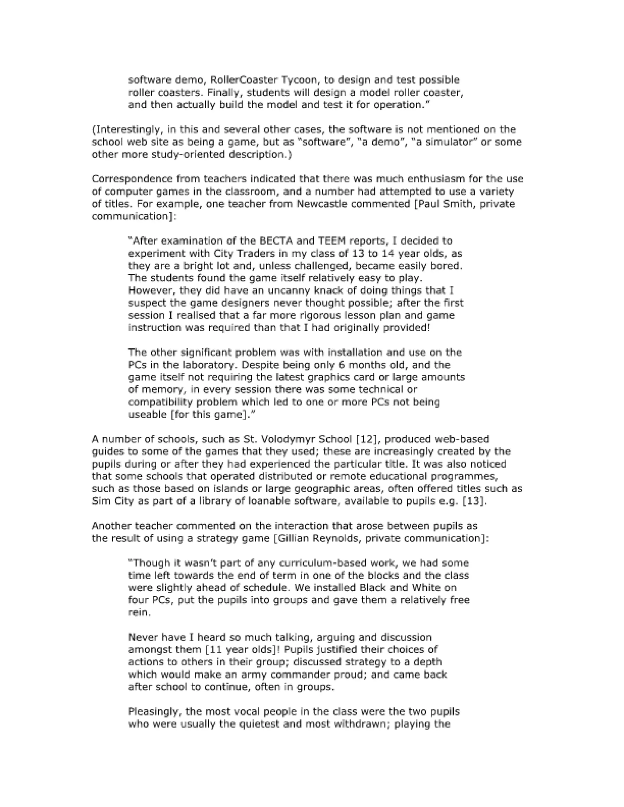 Use of Computer and Video Games in the Classroom | PDF