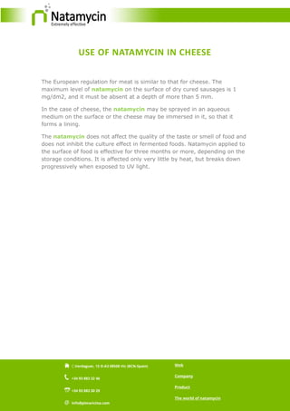 Use of natamycin in cheese | PDF