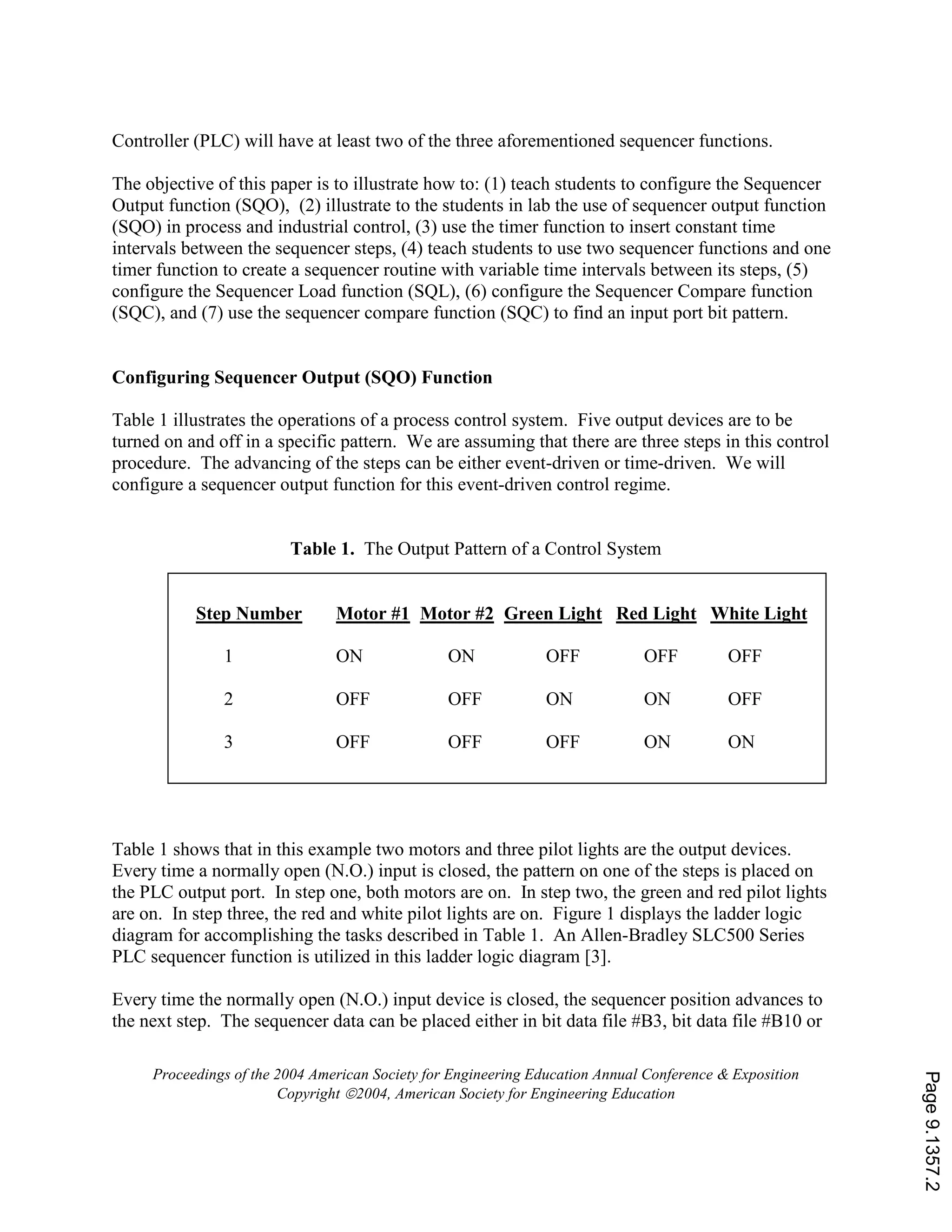 PLC: Uso de funciones de secuenciador SQO en control industrial | PDF