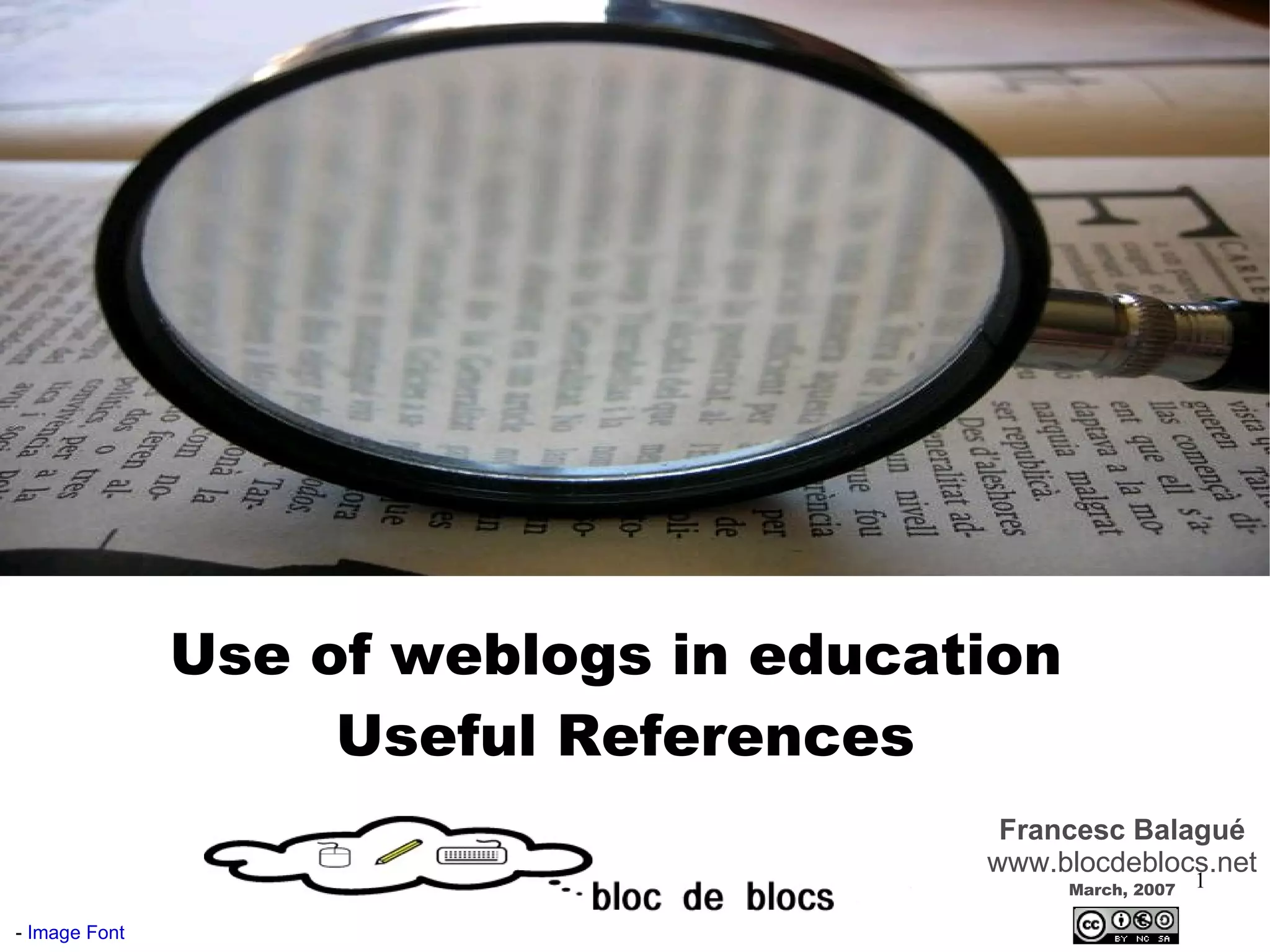 Use of weblogs in education: Useful references | ODP