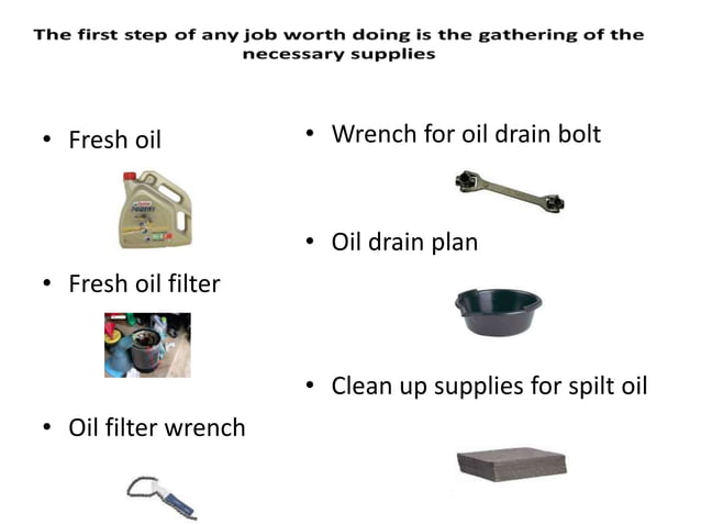 procedure for changing oil and apply lubricant | PPTX
