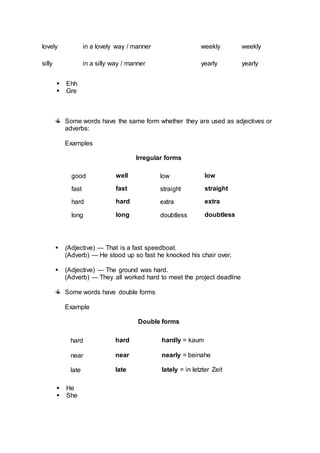 Use and form of adverb | DOCX
