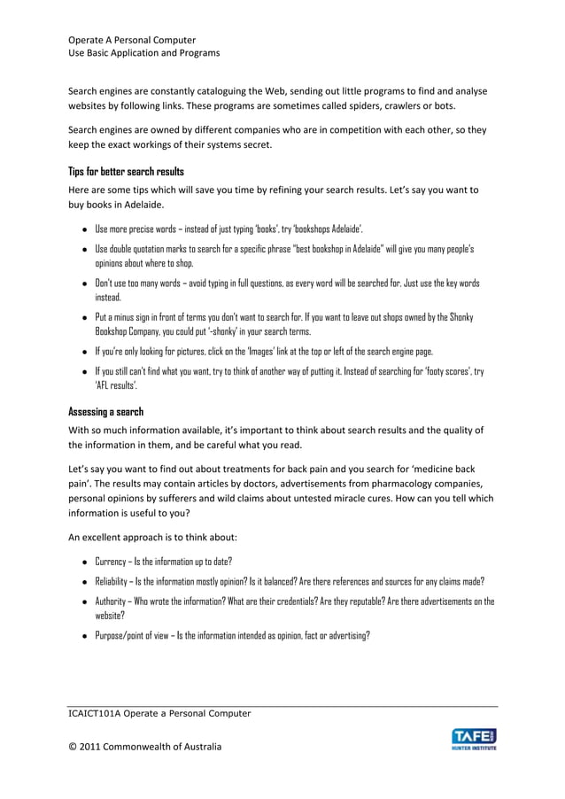 Use basic applications and programs | PDF