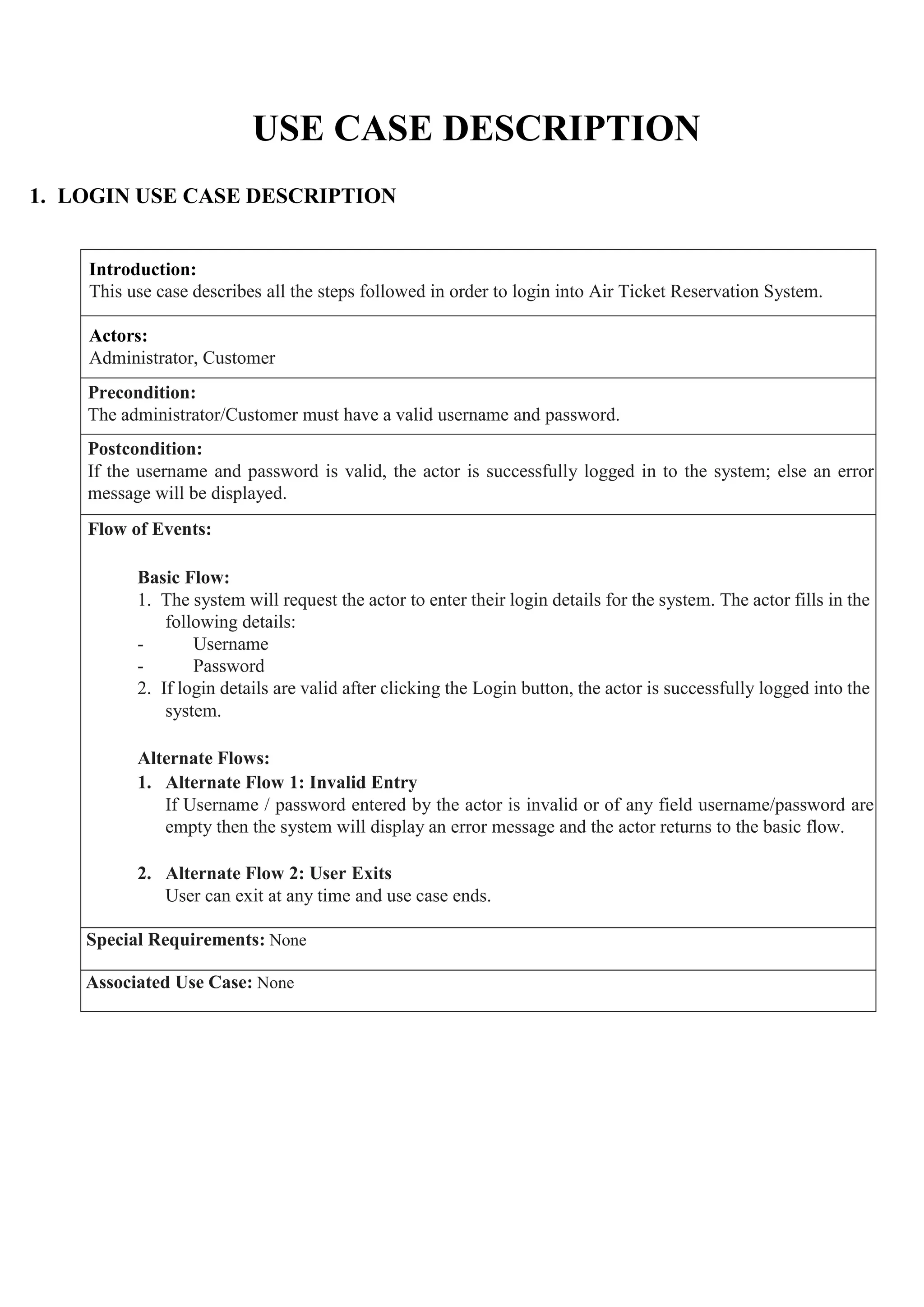 USE CASE DESCRIPTION of Air Ticket Reservation system.docx