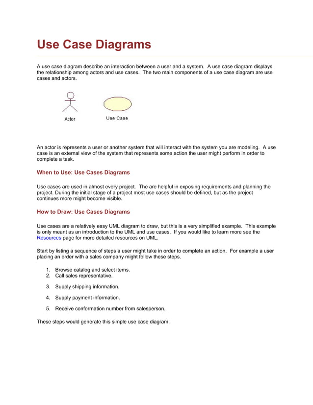 Use case diagrams | DOC | Business and Finance