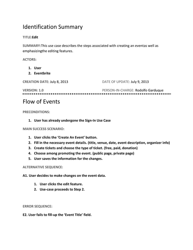 Use case narratives | DOCX