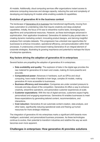 Generative AI for enterprises: Outlook, use cases, benefits, solutions, implementations and ...