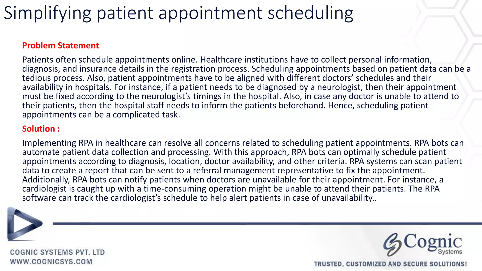 Use cases of rpa in healthcare | PPT