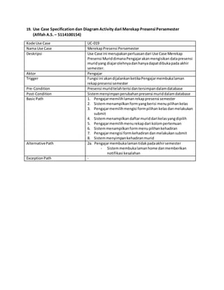 Use case specification dan activity diagram [INTERNAL EDUCATIONAL ...