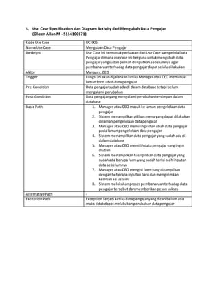 Use case specification dan activity diagram [INTERNAL EDUCATIONAL ...