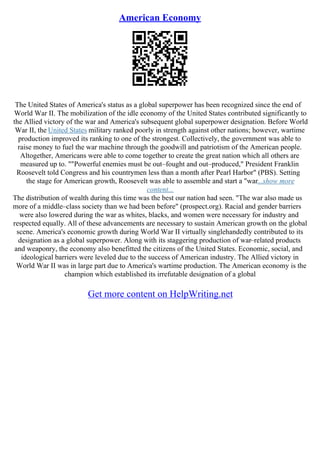 Us Economy Essay | PDF