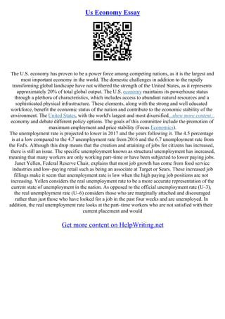 Us Economy Essay | PDF