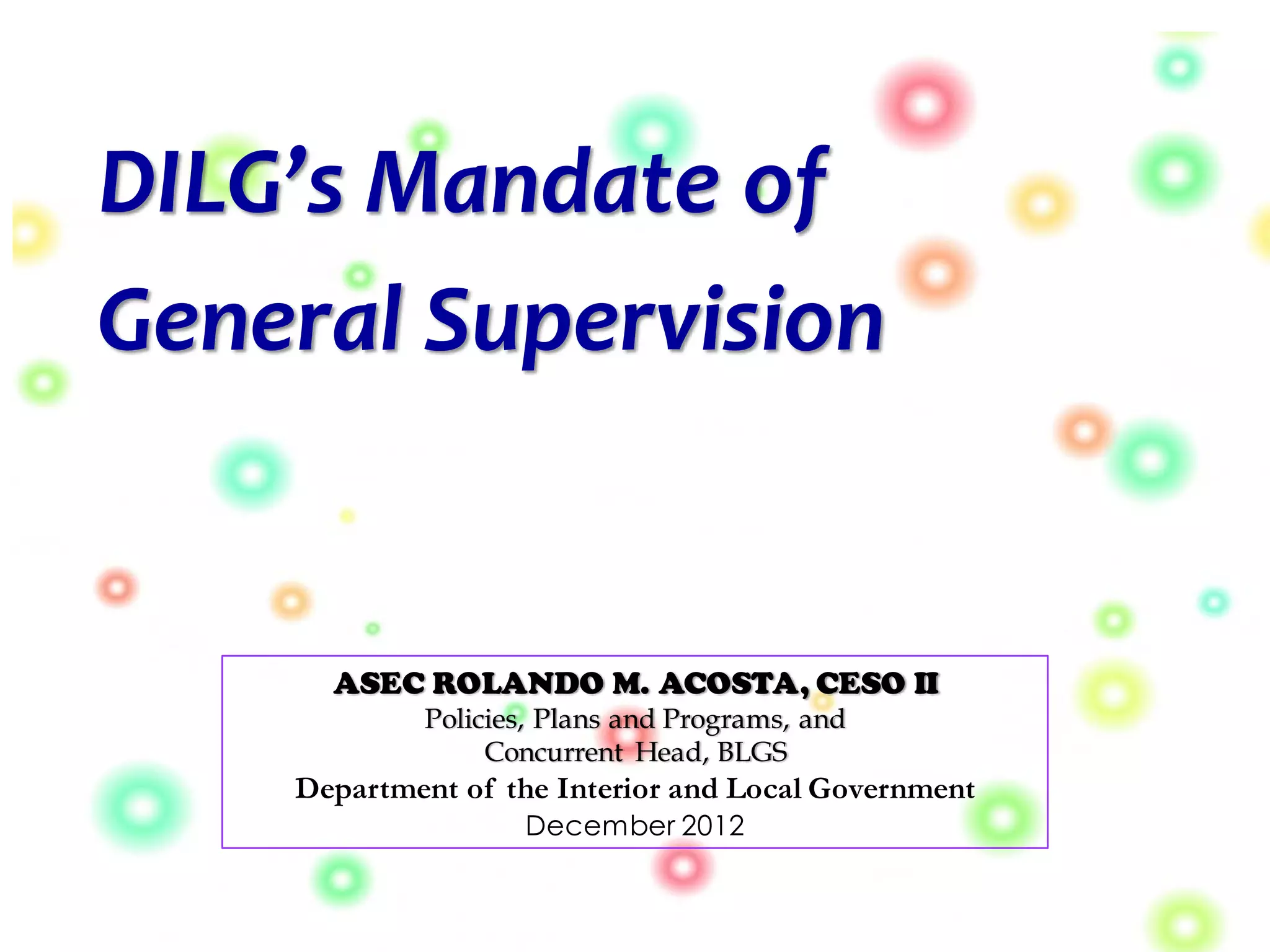 DILG mandate of General Supervision | PDF