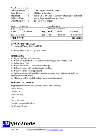 Full Corporate Offer Used Rail R-50 / R - 65 | PDF