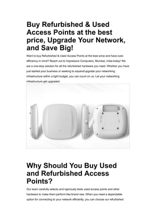 Refurbished & Used Access Points Supplier In Mumbai. | PDF