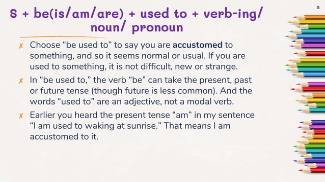 used to, be used to and get used to | PPTX