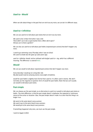 Used to - would | DOC