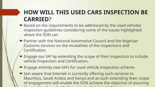 USED VEHICLE INSPECTION SCHEME FOR IMPORTATION OF USED VEHICLES INTO ...