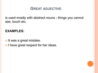 Useful adjectives big, large, great | PPT