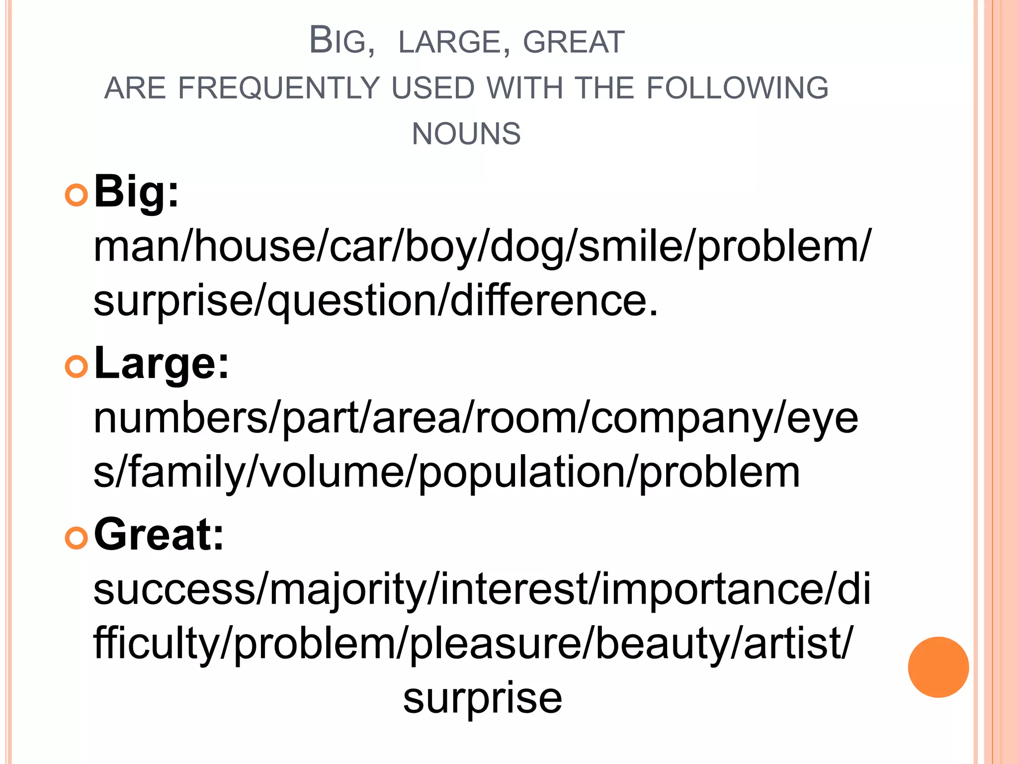 Useful adjectives big, large, great | PPTX
