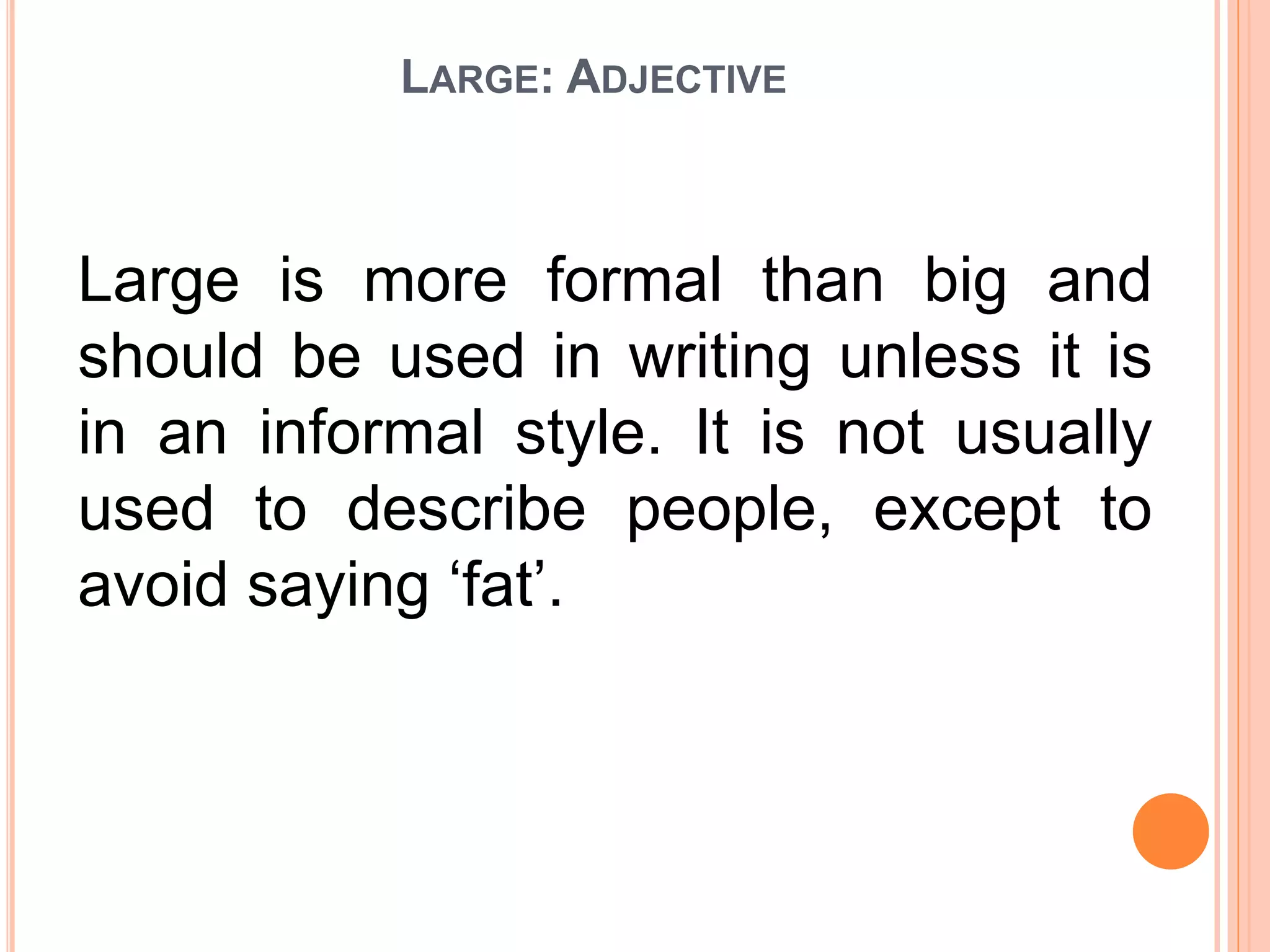Useful adjectives big, large, great | PPTX
