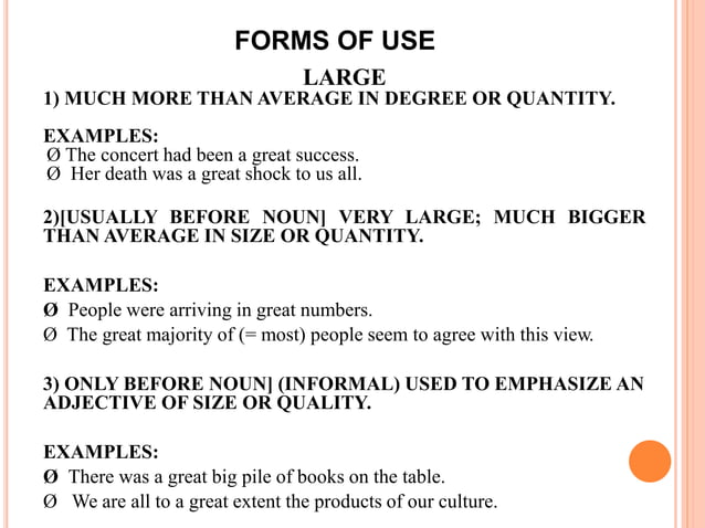 Useful adjectives big, large, great | PPT