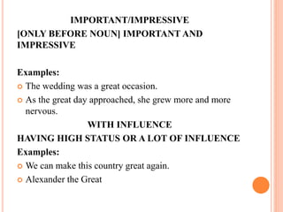 Useful adjectives big, large, great | PPTX