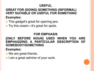 Useful adjectives big, large, great | PPTX