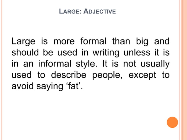 Useful adjectives big, large, great | PPT
