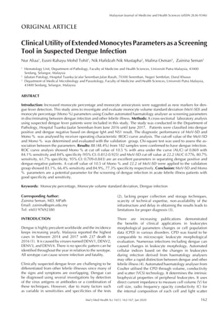 Useful clinical features and hematological parameters for the diagnosis ...