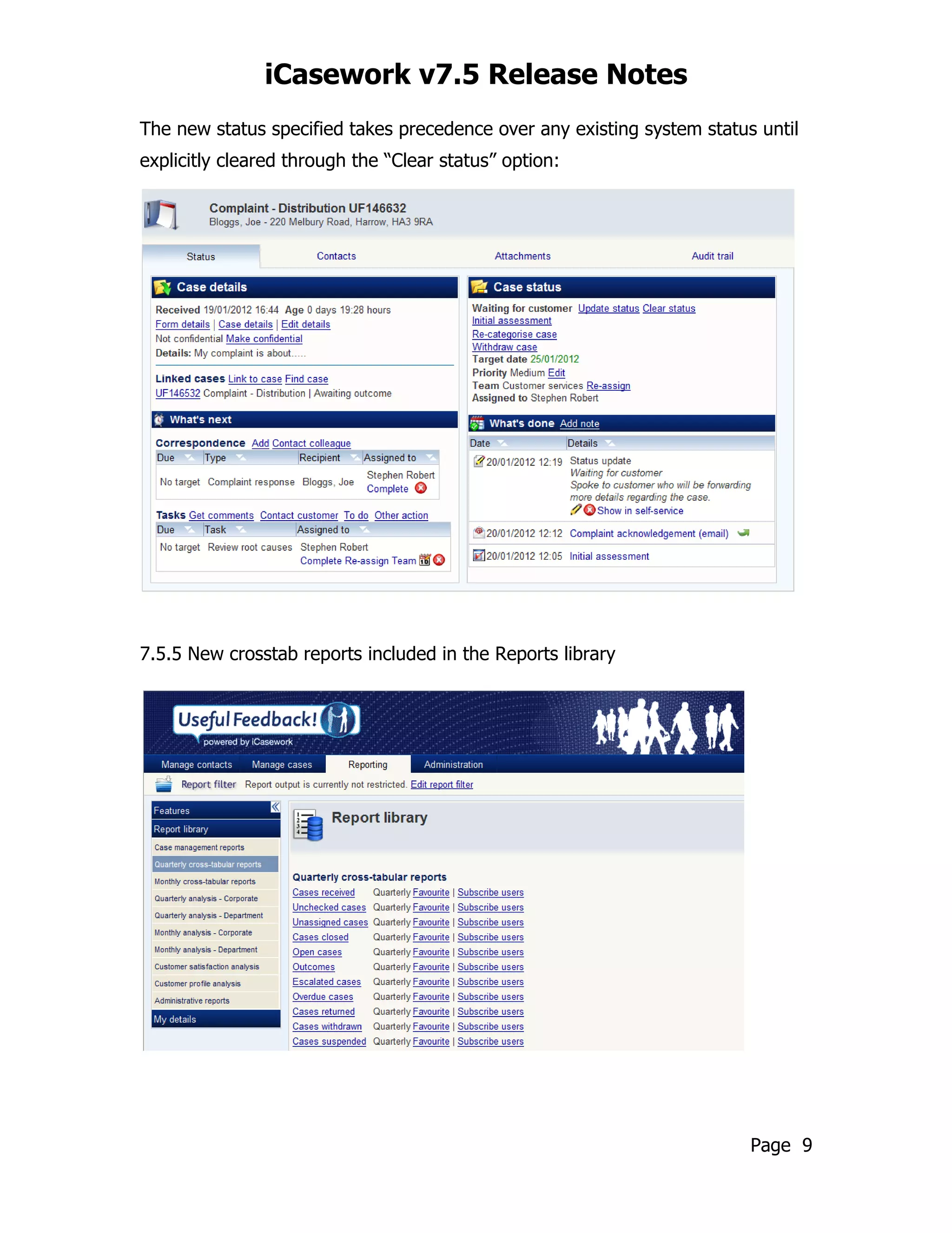 Useful feedback v7.5 release notes | PDF