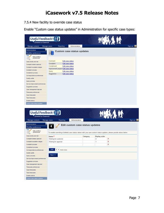 Useful feedback v7.5 release notes | PDF