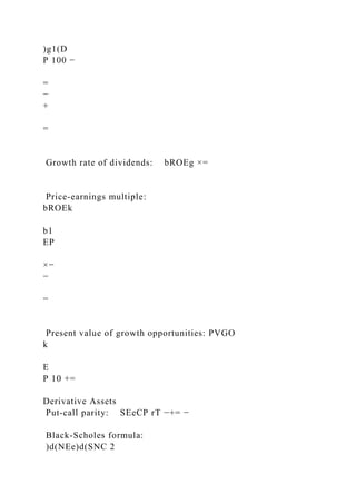 USEFUL FORMULAS Measures of risk Expected returns .docx