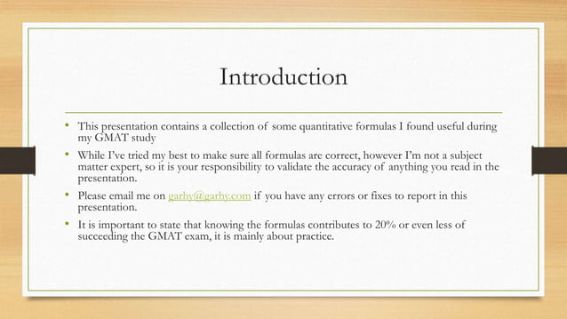 Useful GMAT Quantitative Formulas | PPT