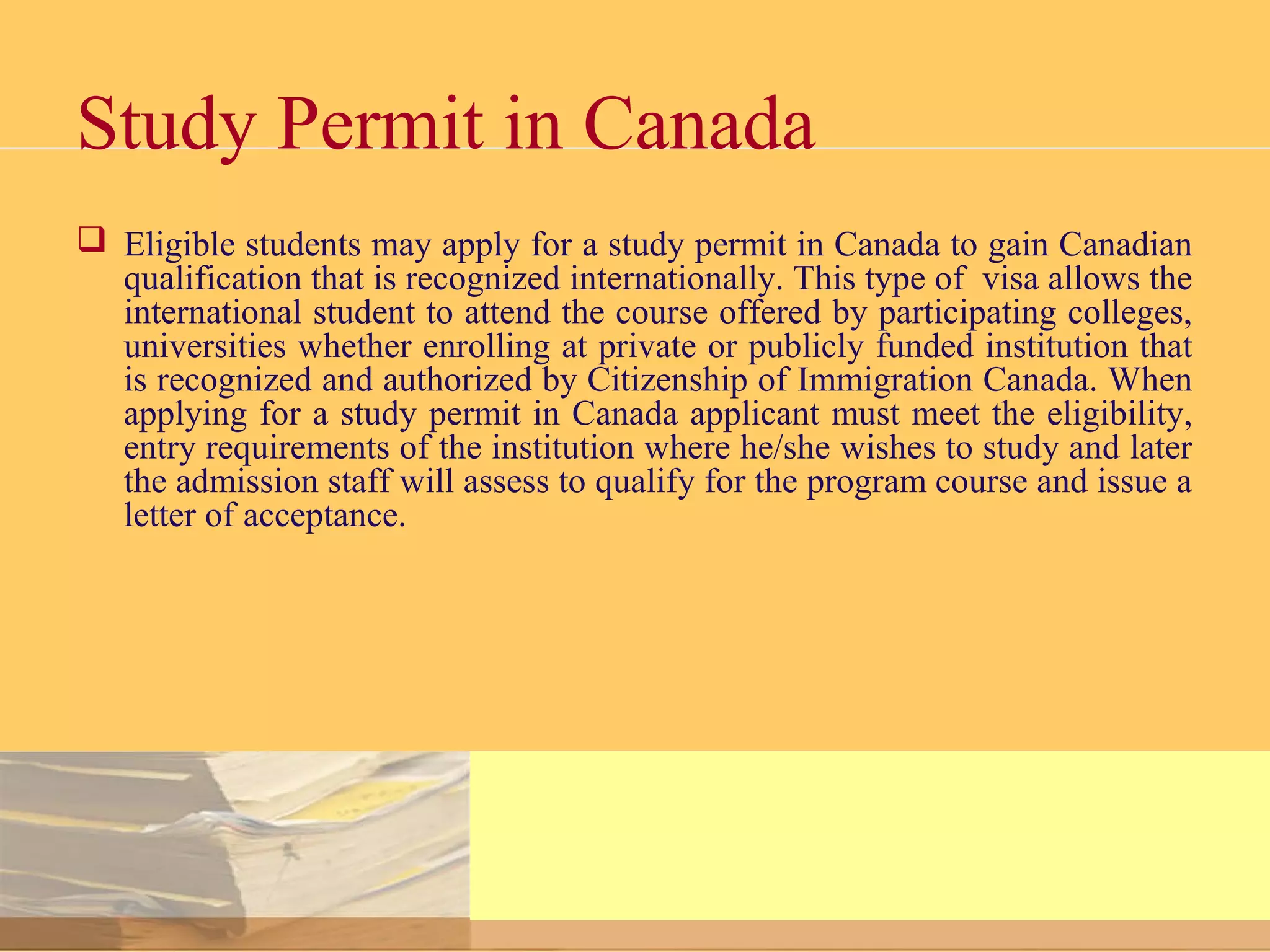 Study Permit in Canada | PPT