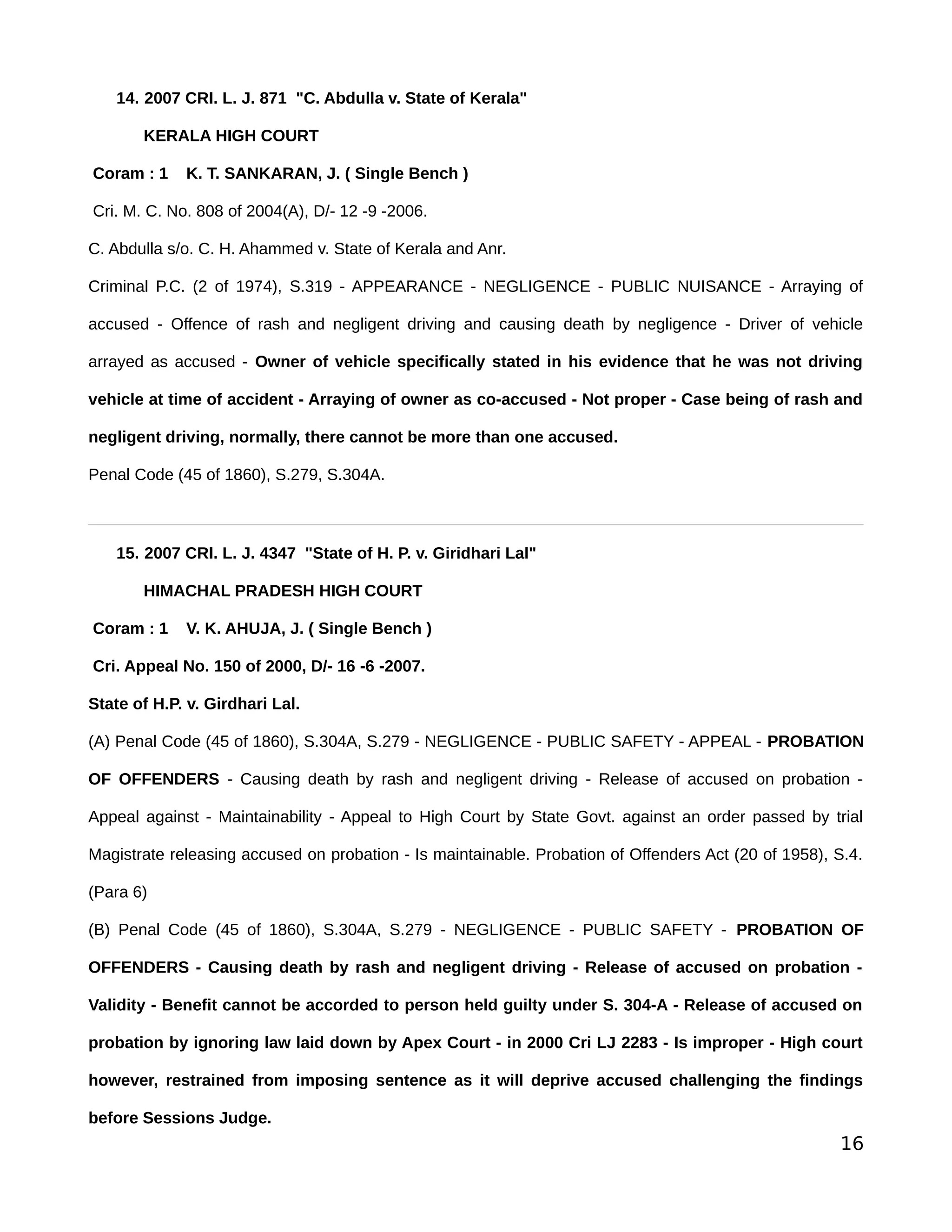 Useful judgment on ipc 279,337, 338, 304 a short notes | PDF