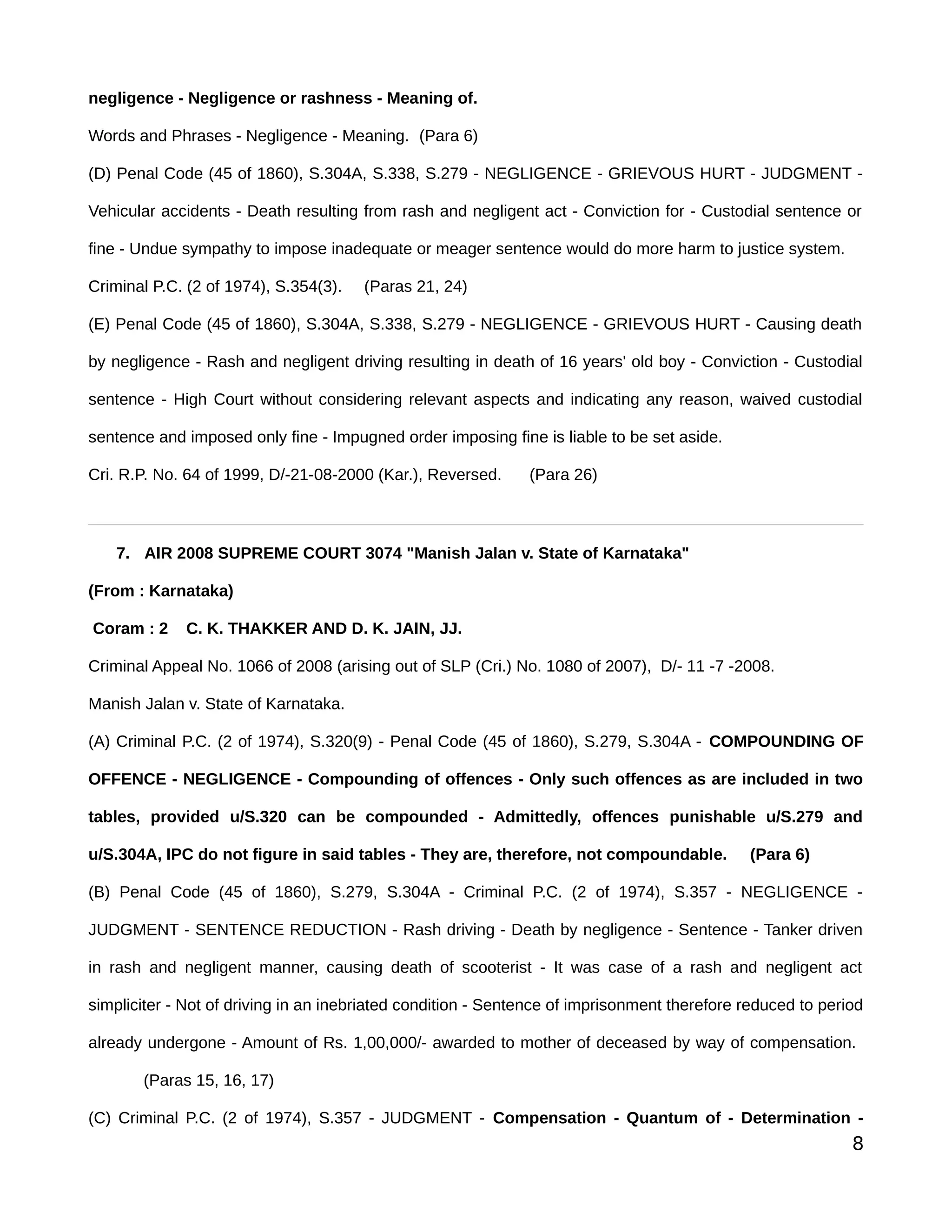 Useful judgment on ipc 279,337, 338, 304 a short notes | PDF