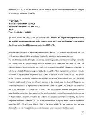 Useful judgment on ipc 279,337, 338, 304 a short notes | PDF