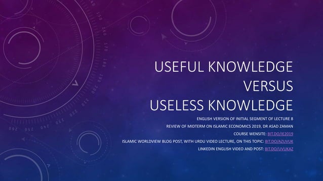 Useful knowledge Versus Useless Knowledge | PPT