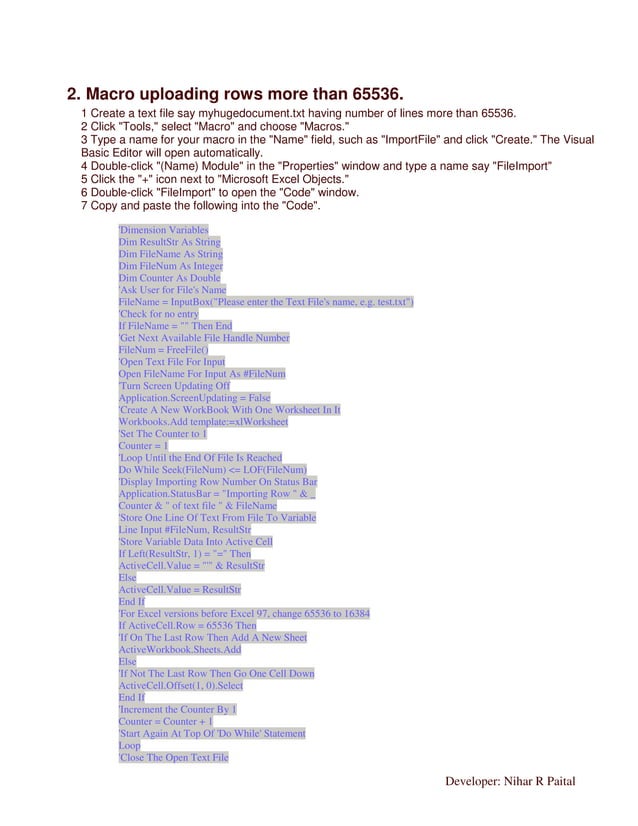 Useful macros and functions for excel | PDF