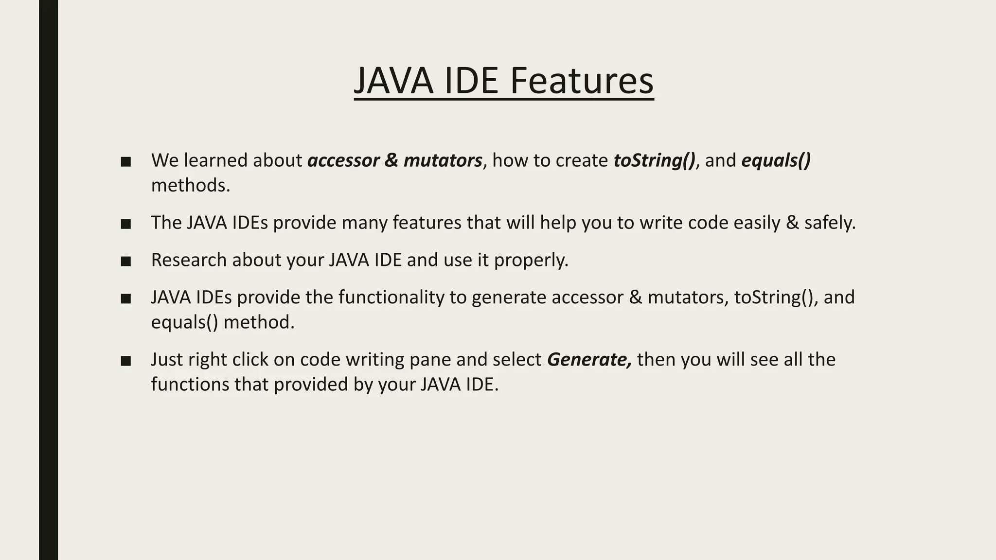 Some Important Methods in JAVA | PPTX | Programming Languages | Computing