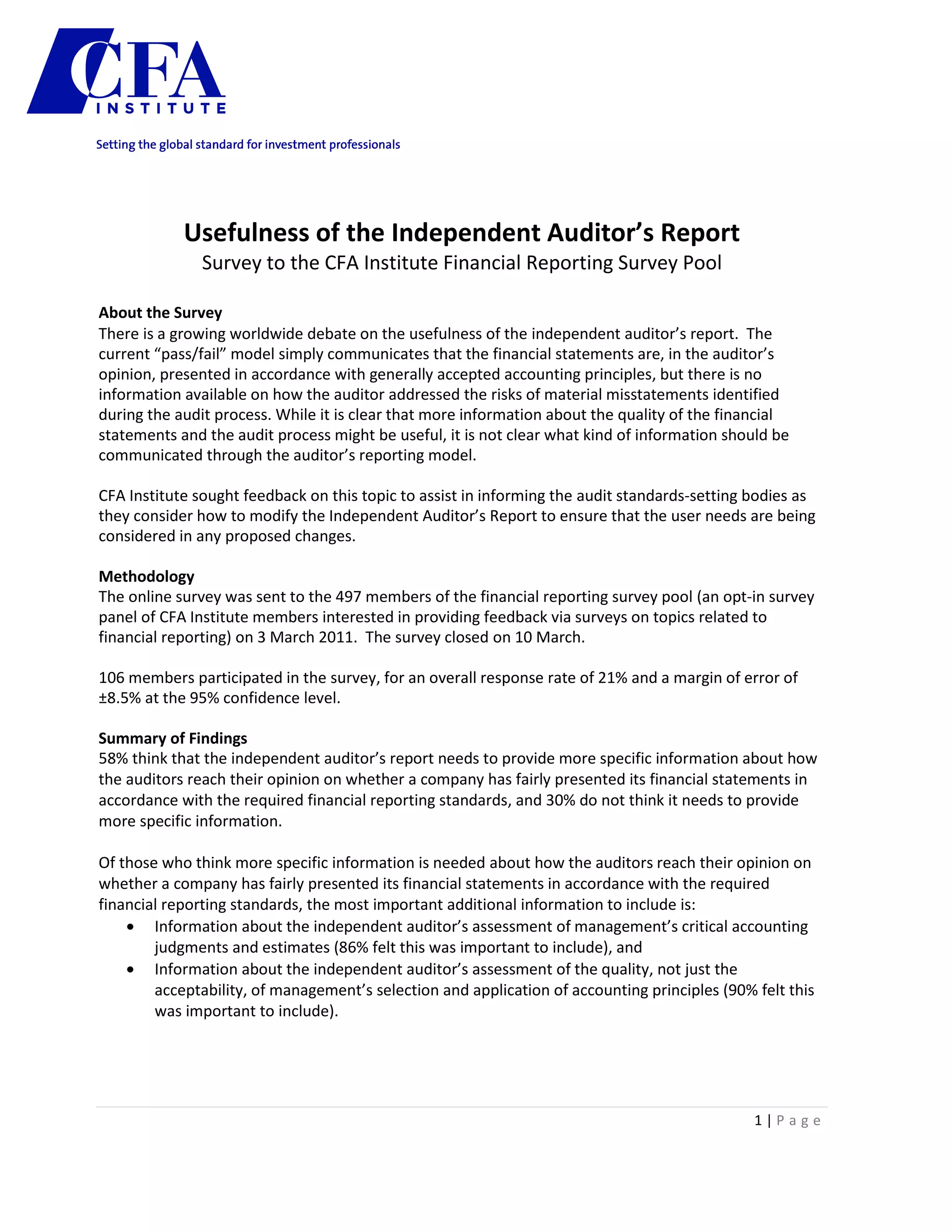 Usefulness of Independent Auditors' Report | PDF