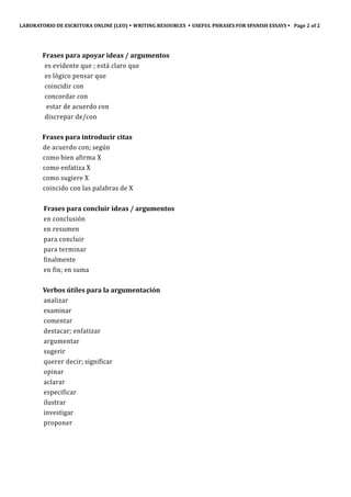 FRASES ÚTILES PARA LA REDACCIÓN DE TEXTOS | PDF