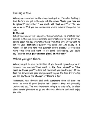 Useful phrases to take a taxi in English | DOC