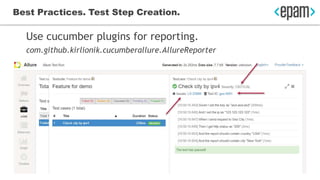 Useful practices of creation automatic tests by using cucumber jvm | PPTX