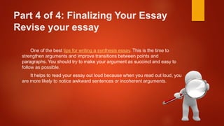 Useful tips for writing a synthesis essay | PPT